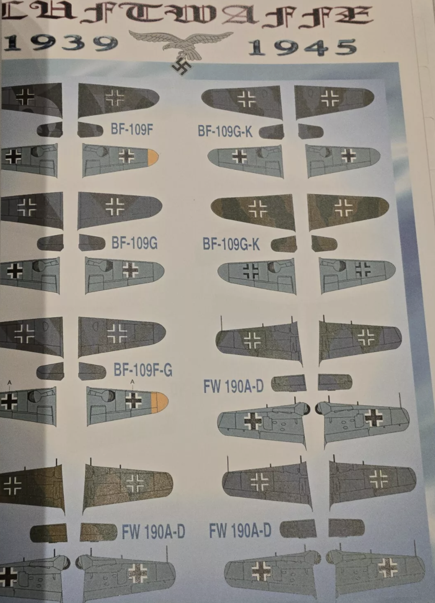 Luftwaffe Warbird Color Samples & Schemes 1939 1945