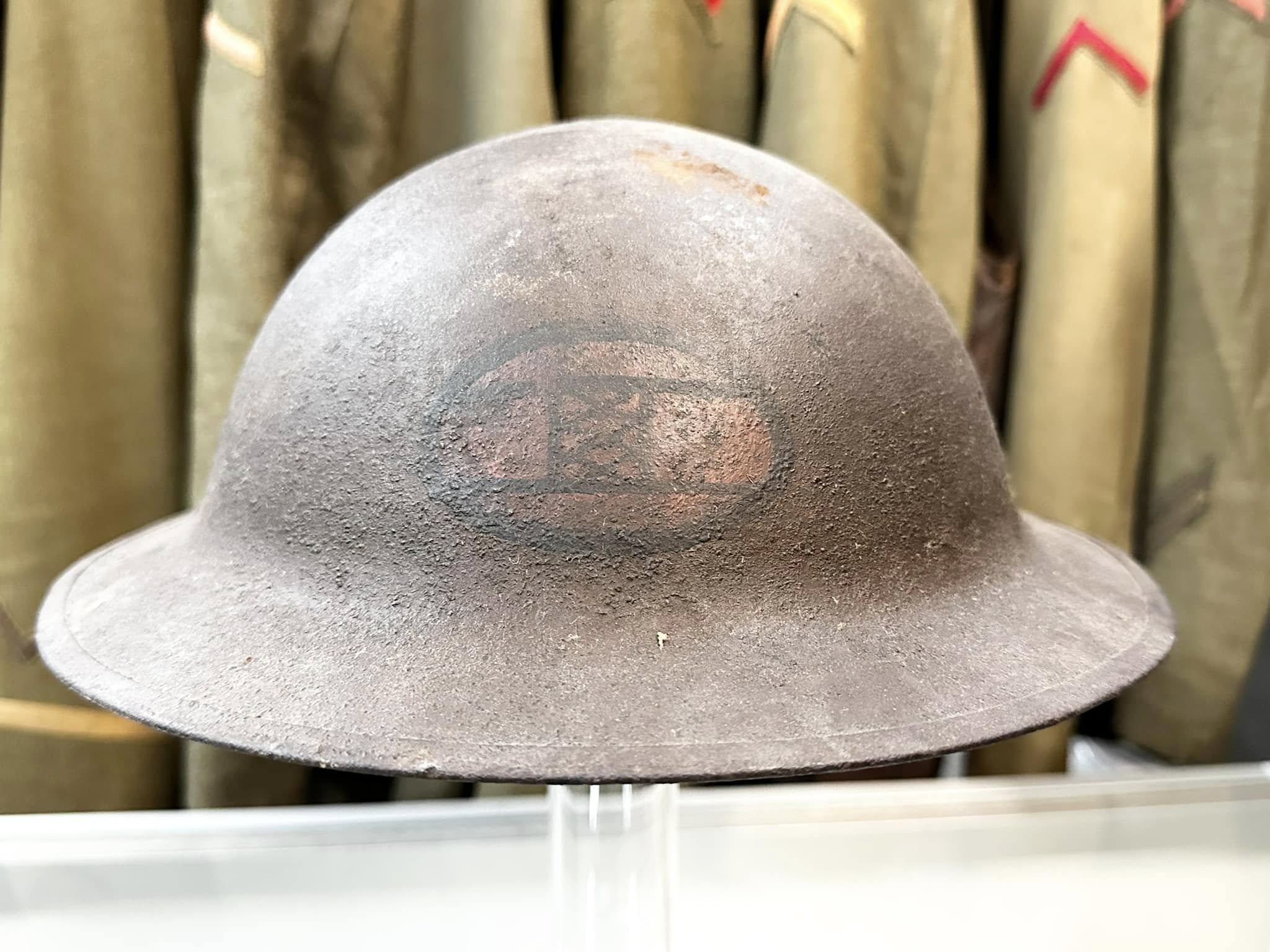 WWI Painted AEF 30th Division Helmet